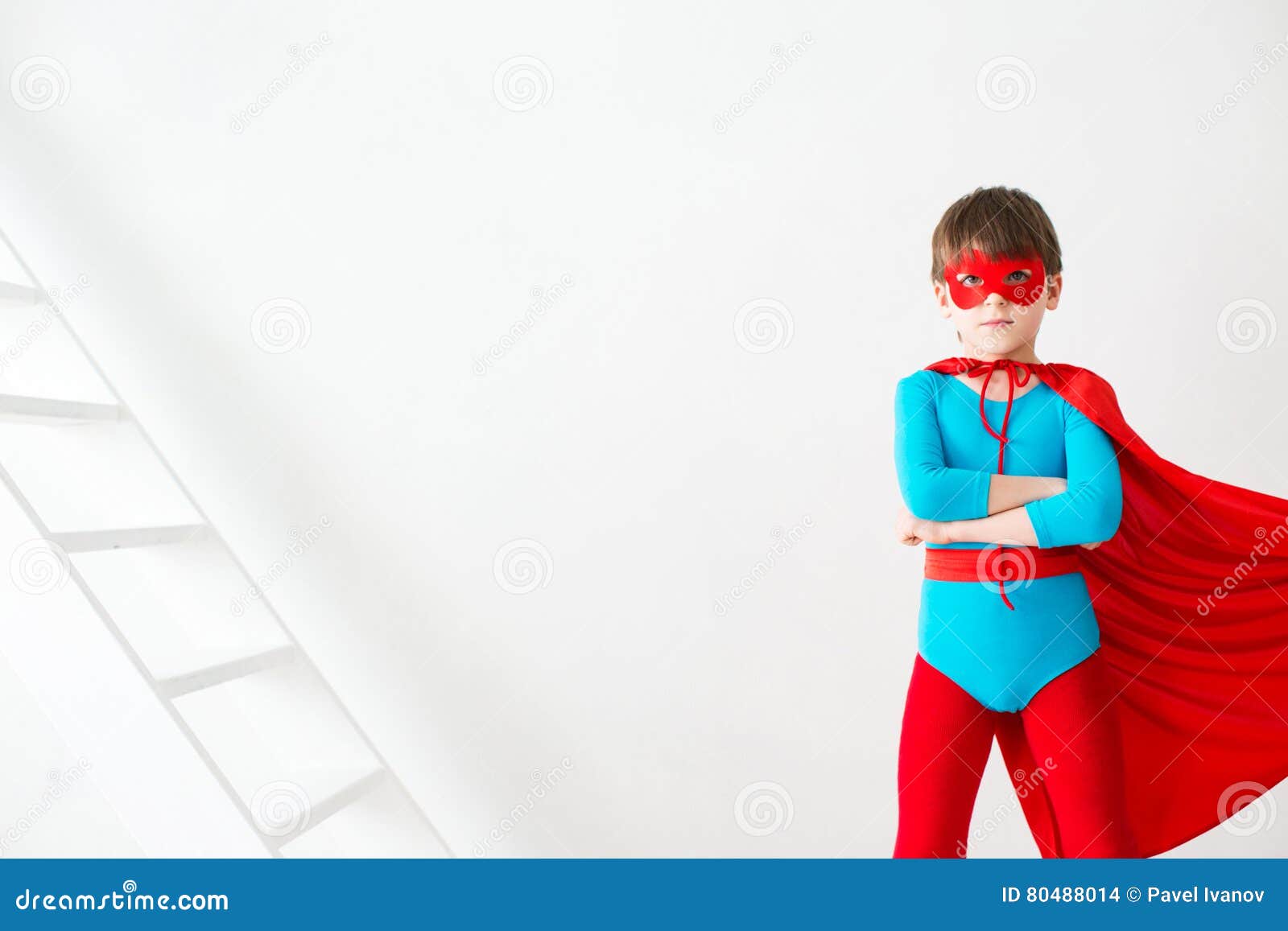 Leader. the Boy Super Hero in a Red Cloak. Stock Photo - Image of cape ...