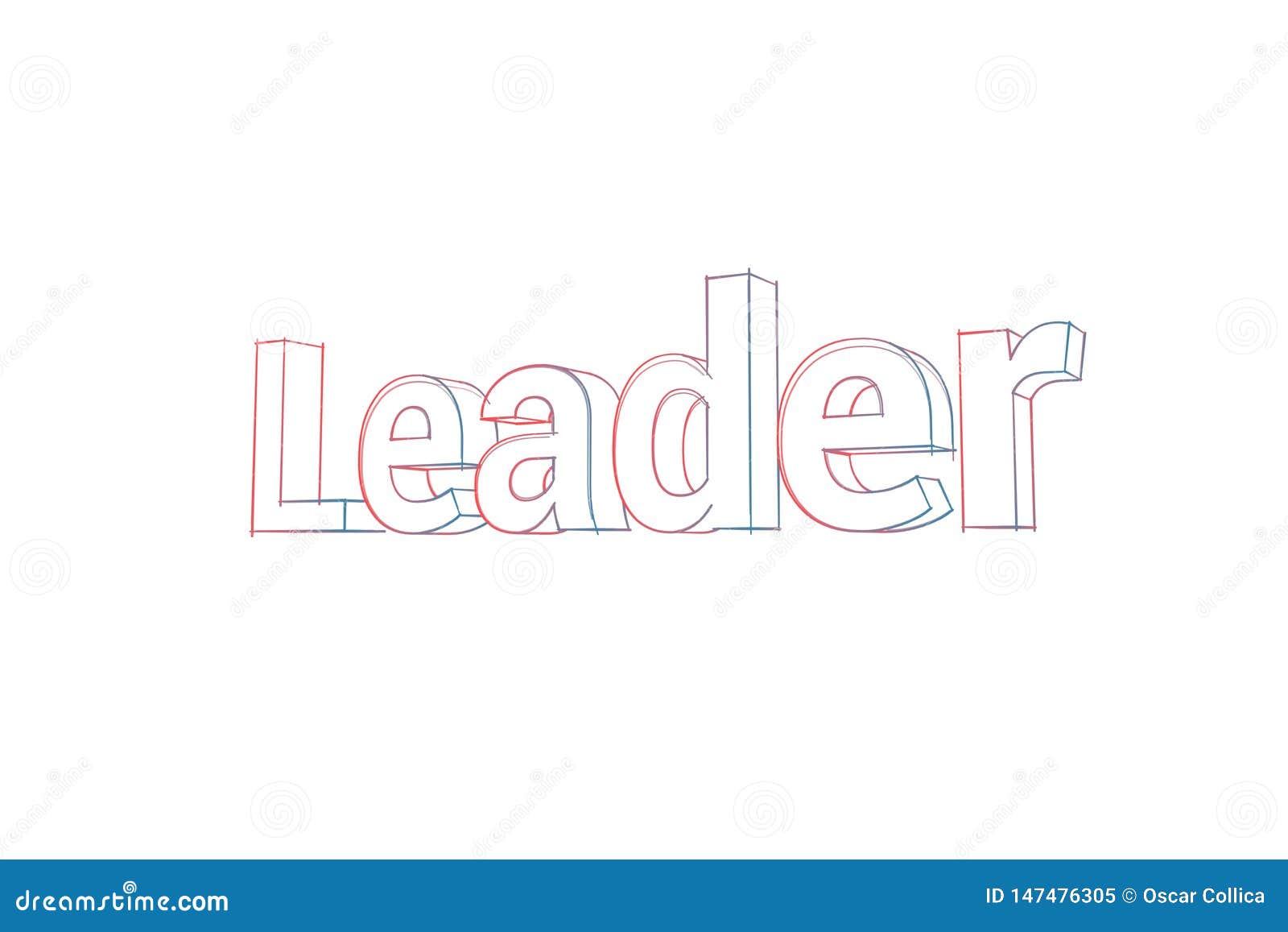 Leader - 3D Text Illustration - Words with Colored Lines Tilde and ...