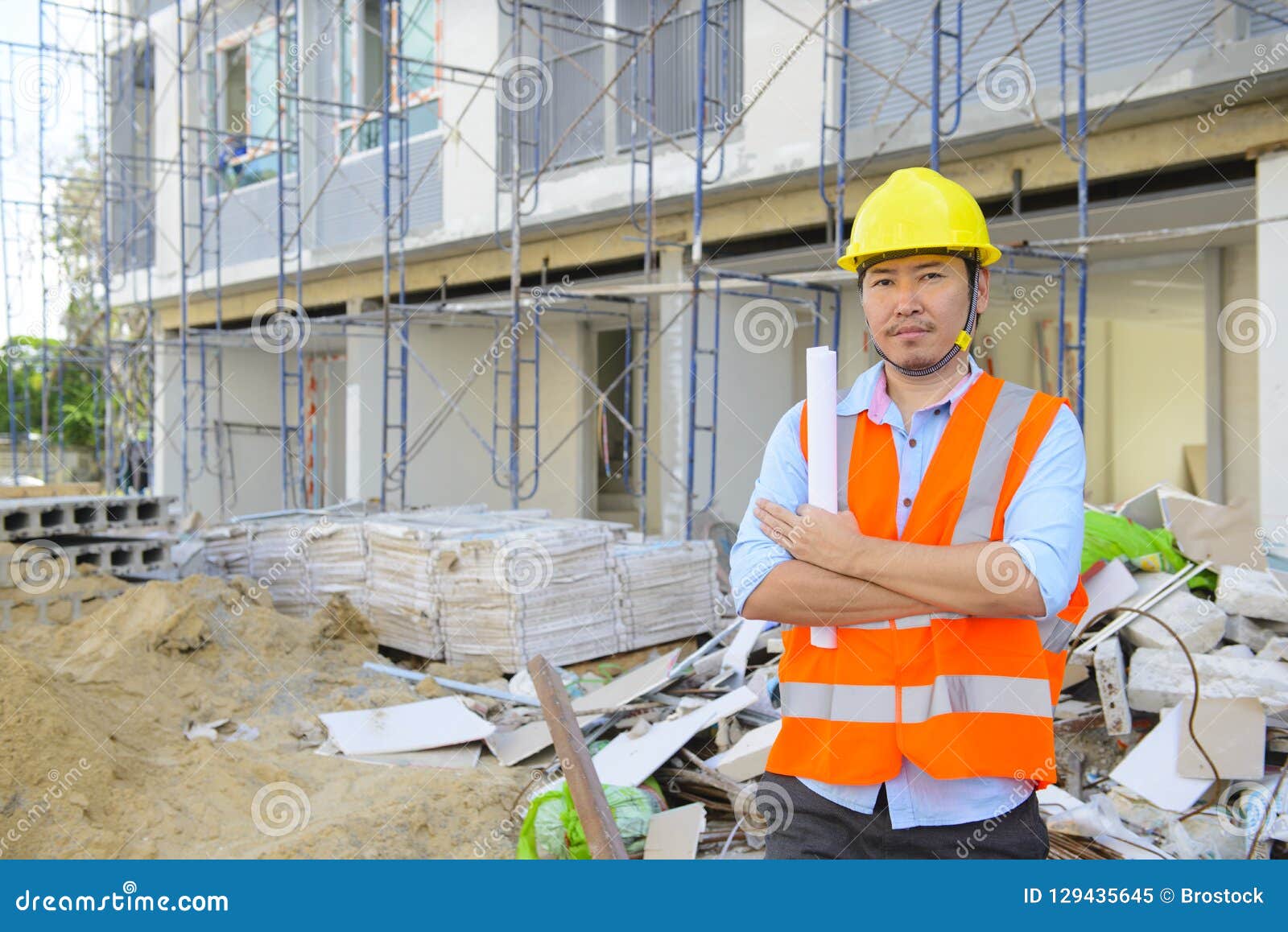 Leader Engineers at Construction Site Stock Image - Image of ...