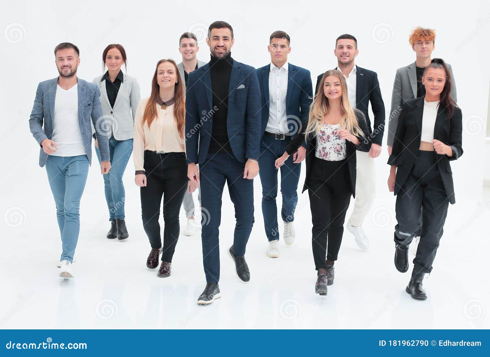 Leader and Group of Young People Stepping Forward Stock Photo - Image ...