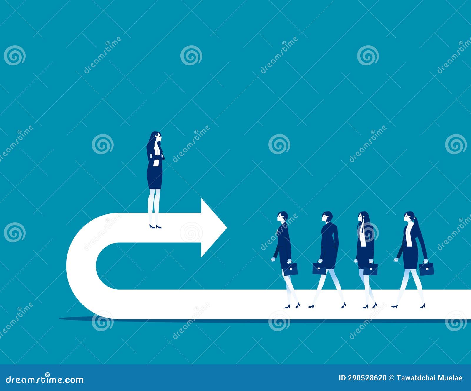 Leader Have Embarked on a Wrong Path. Business Vector Illustration ...