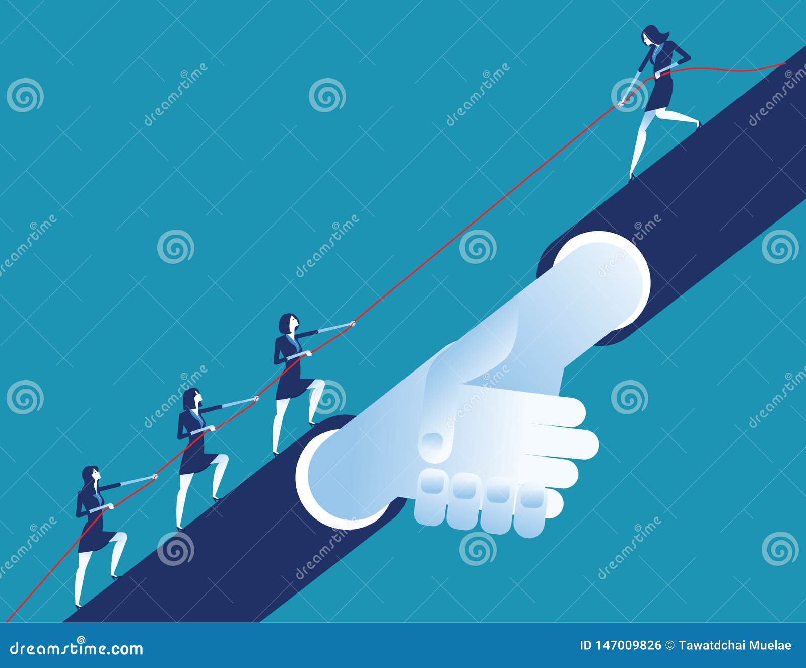 Leader Helping Business Team. Concept Business Vector Illustration ...