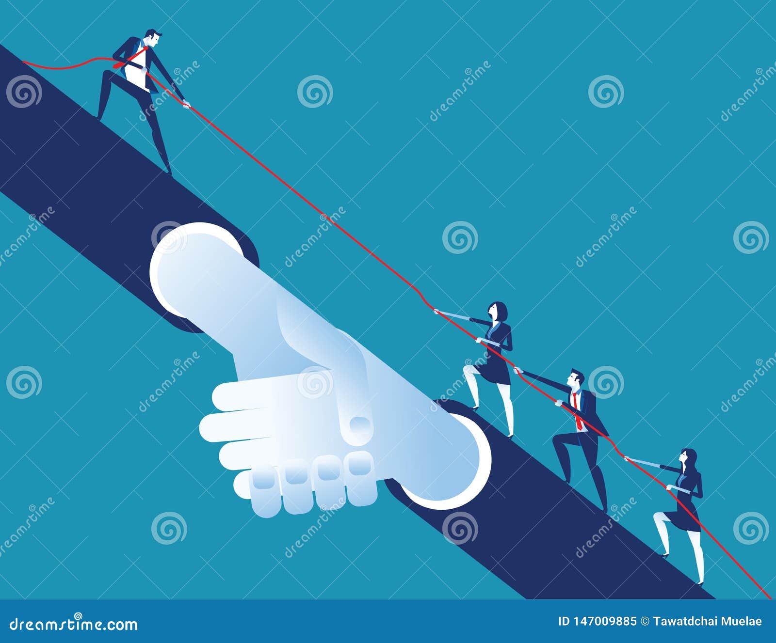 Leader Helping Business Team. Concept Business Vector Illustration ...