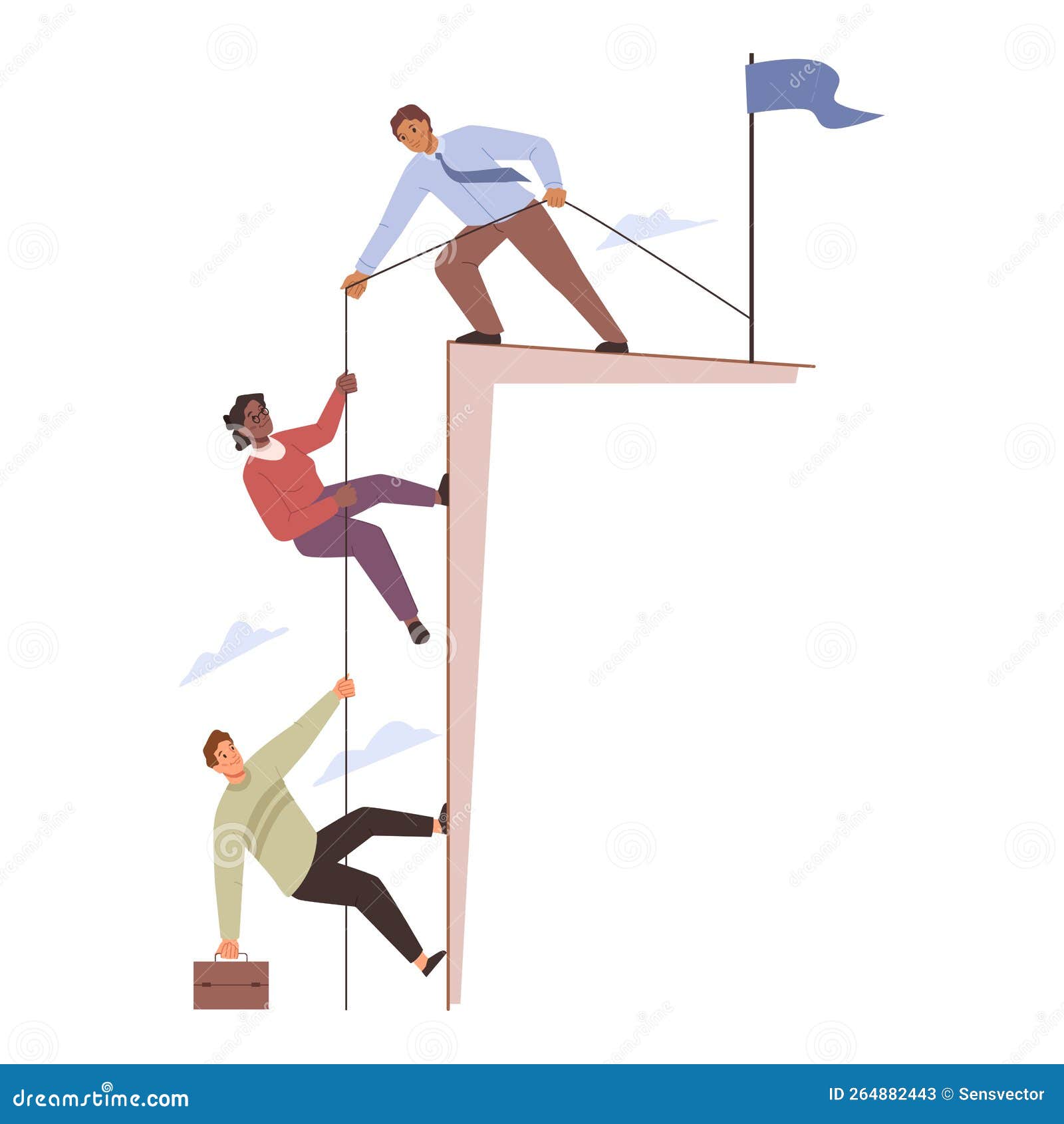 Leader Helping Team To Cope with Problems Stock Vector - Illustration ...