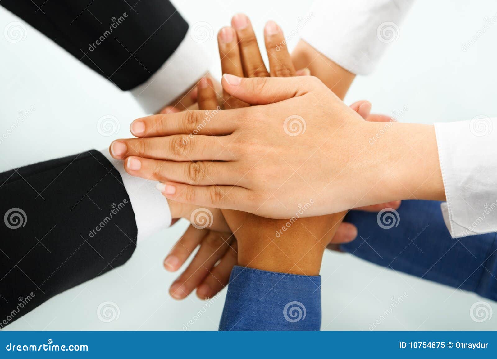 Leader and His Employees Hands in Unity Stock Image - Image of multi ...