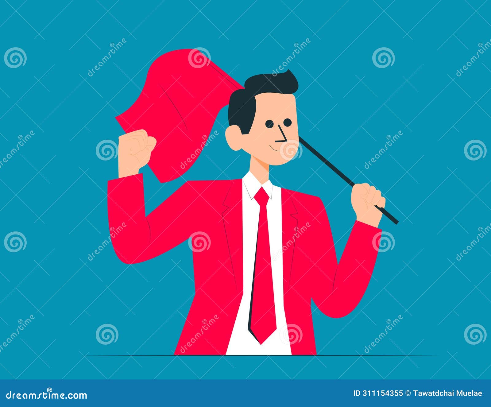 Leader Holding Flag. Vector Business Concept Stock Illustration ...