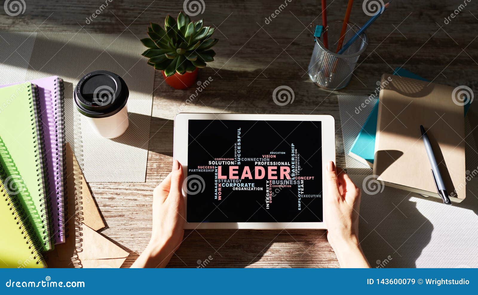 Leader, Leadership Concept Words Cloud, on Device Screen. Stock Image ...