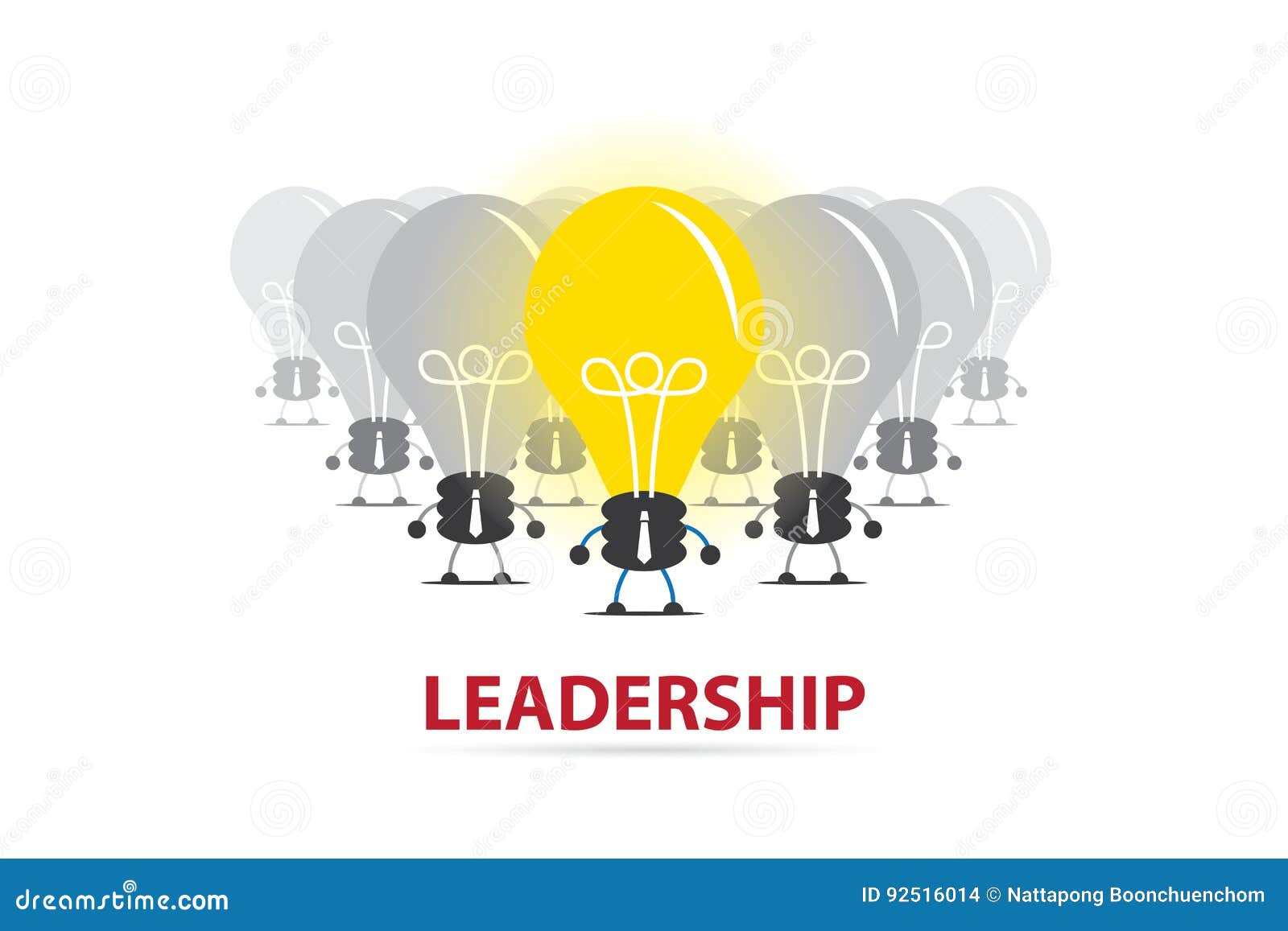Leader with Light Bulb and Bulb Team Background, Leadership Concept ...