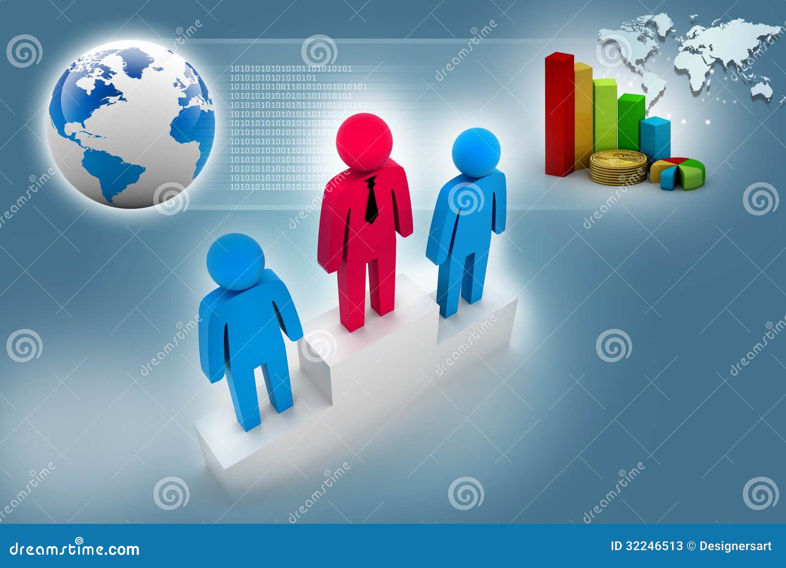 Leader Man and Business Graph Stock Illustration - Illustration of ...