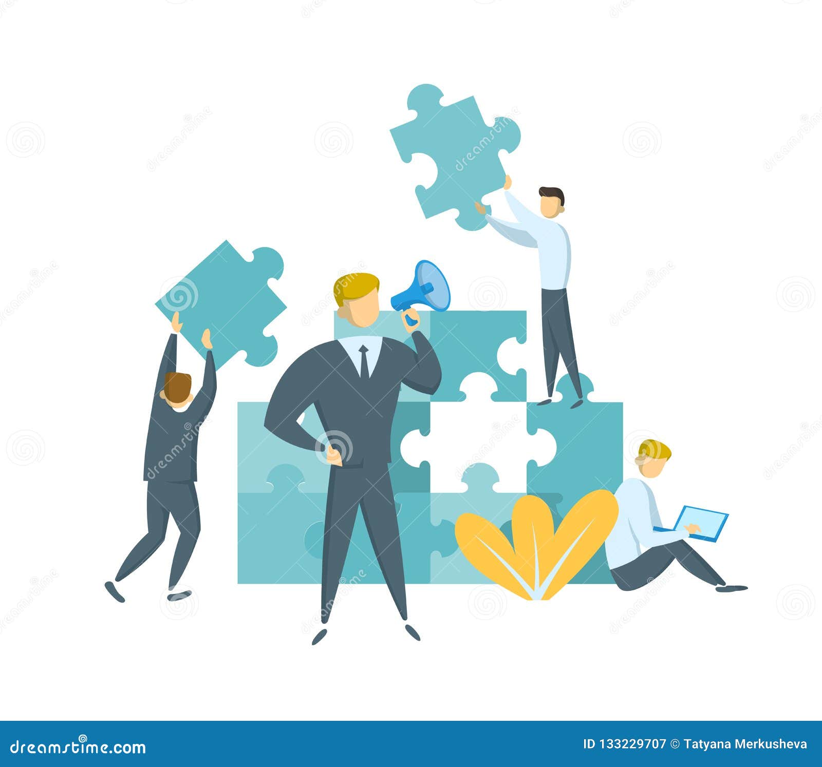 Leader with a Megaphone Guiding His Team Towards Success. Teamwork and ... Leader with a Megaphone Guiding His Team Towards Success. Teamwork and ...