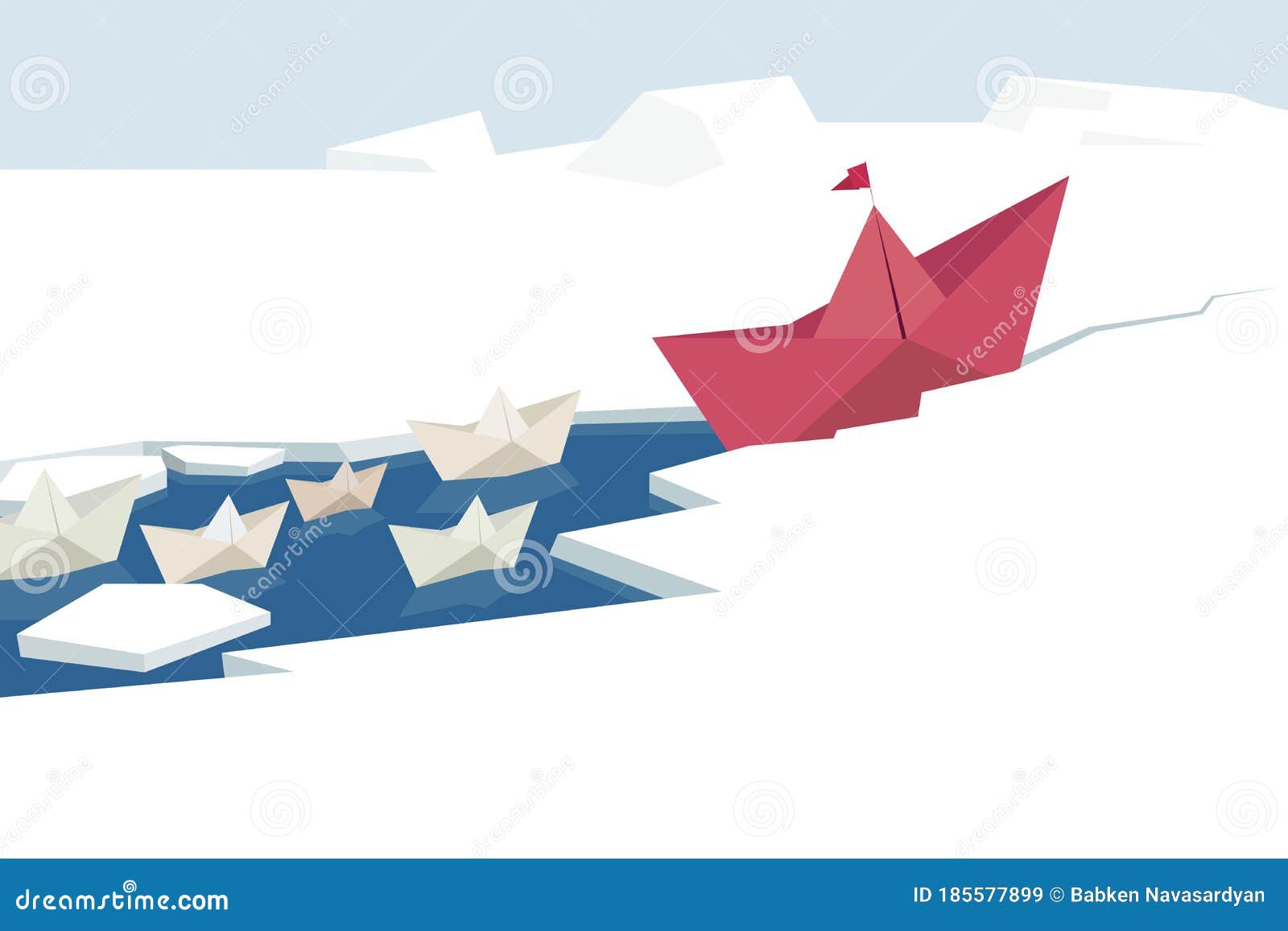 Leader Paper Ship Creating a Path for the Team Stock Vector ...