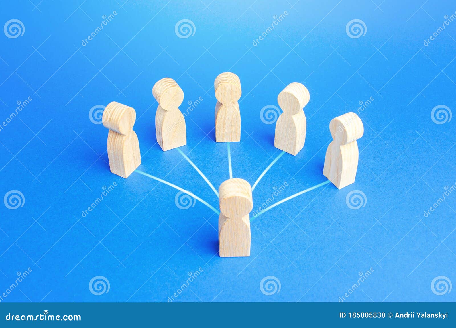 Leader Person is Connected by Lines with Employees. Teamwork, Command ...