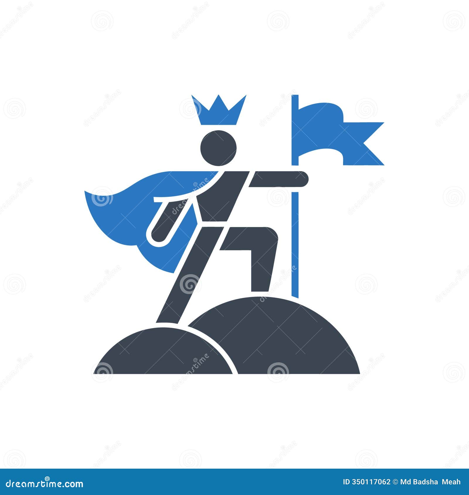 Leader Raising Flag Icon stock illustration. Illustration of success ...
