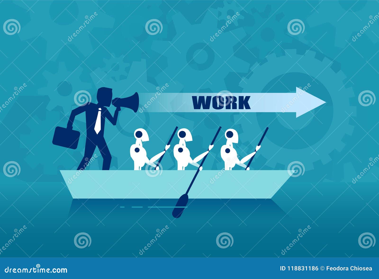 Leader with Robots for Human Replacement Stock Illustration ...