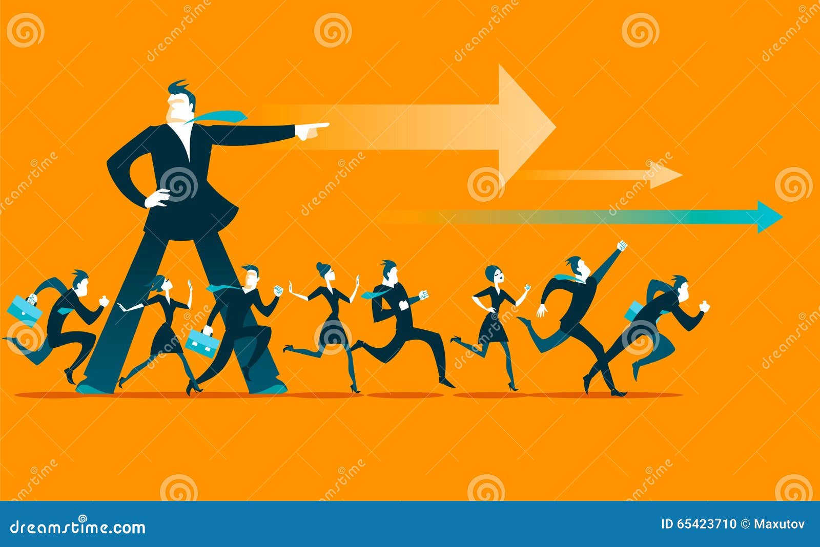 The Leader Shows the Direction. All Run Forward Stock Vector ...