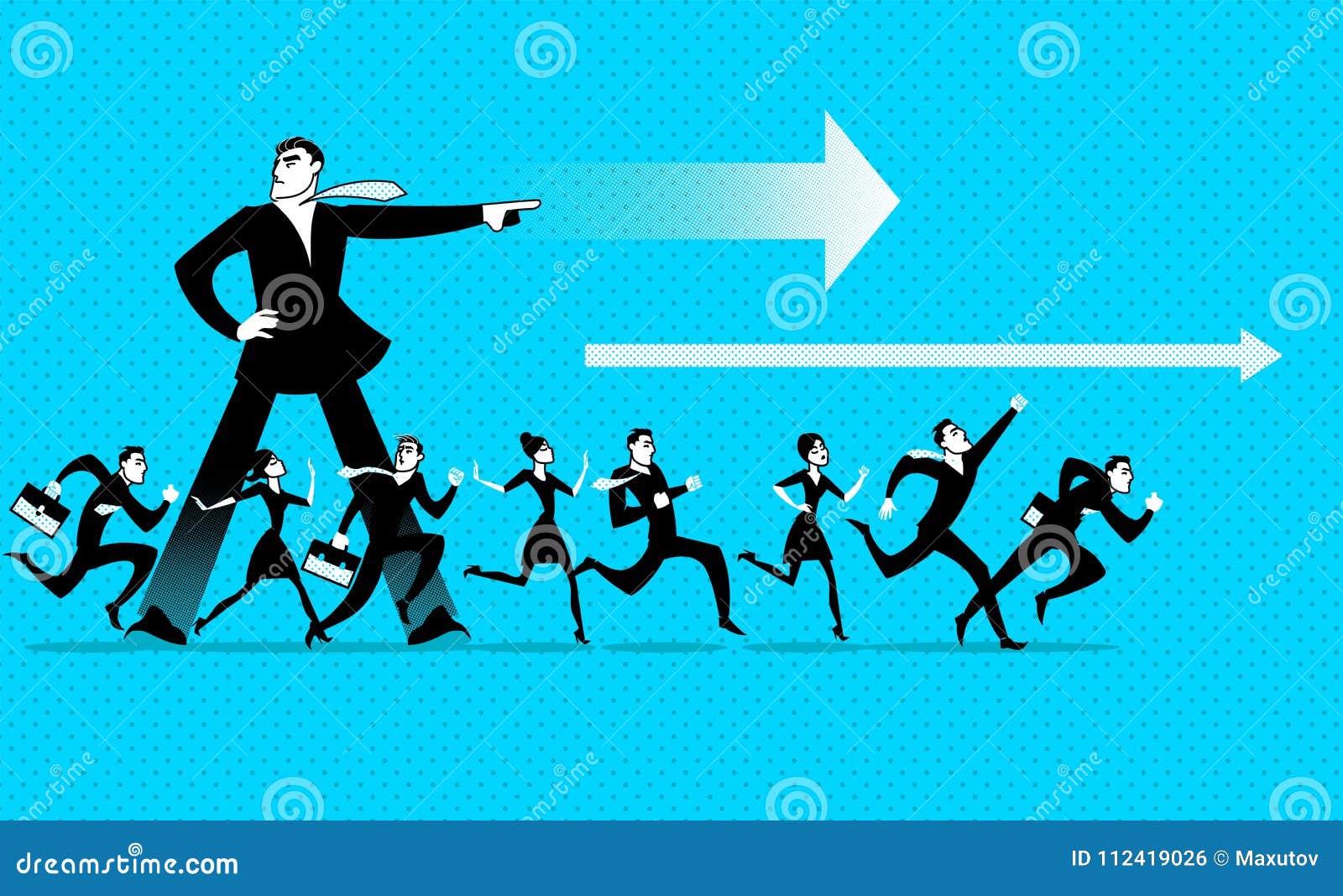 The Leader Shows the Direction. All Run Forward Stock Vector ...