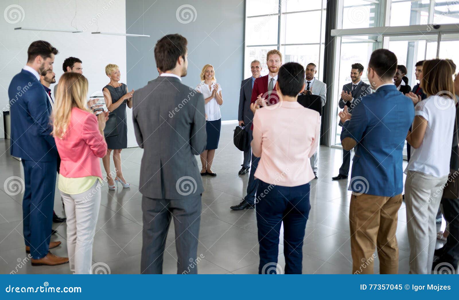 Leader Standing in Front of His Partners Who Applauding Stock Image ... Leader Standing in Front of His Partners Who Applauding Stock Image ...