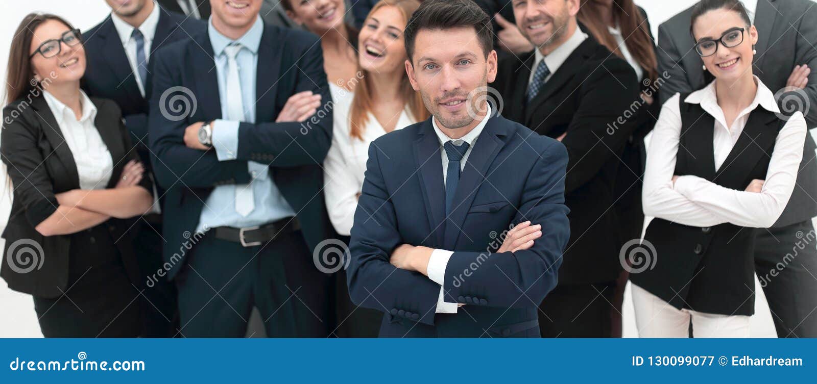 Leader Standing in Front of a Large Business Team Stock Image - Image ...