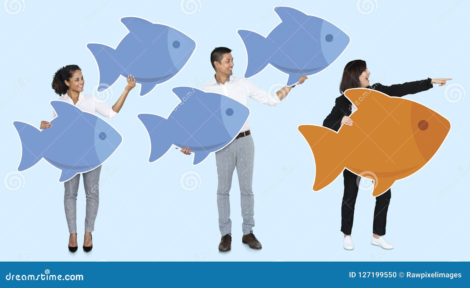 Leader Standing Out from the Crowd Stock Illustration - Illustration of ...