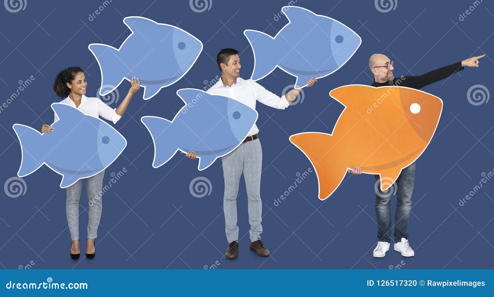 Leader Standing In Front Of A Group Of Paper Doll. Royalty-Free Stock ...