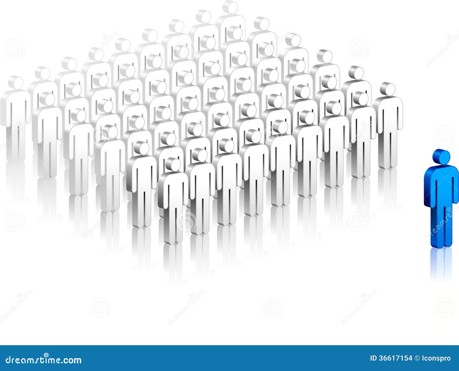 Leader Stick Figure among Crowd Stock Illustration - Illustration of ...