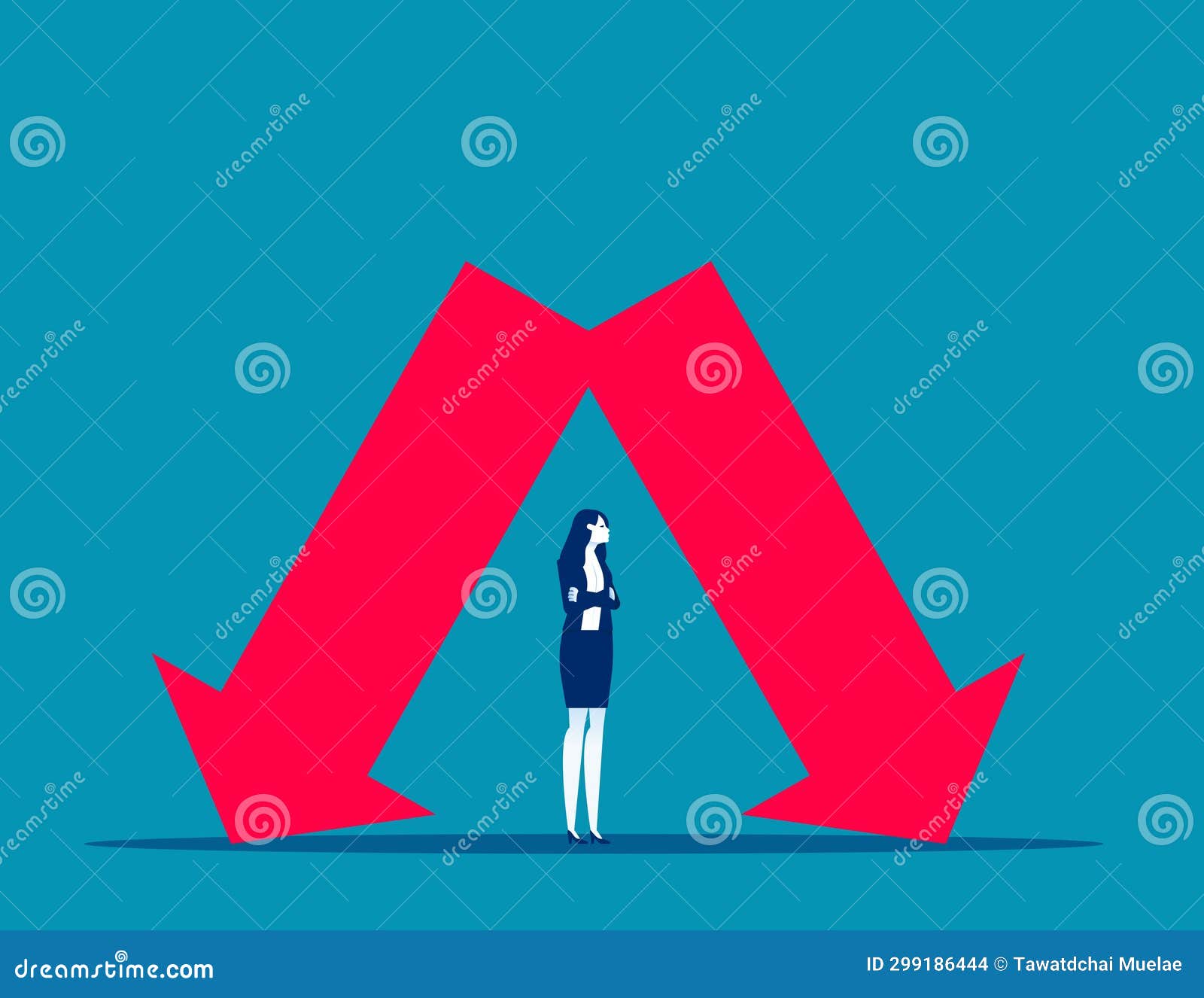 The Leader is Stuck between the Falling Arrows. Business Vector ...