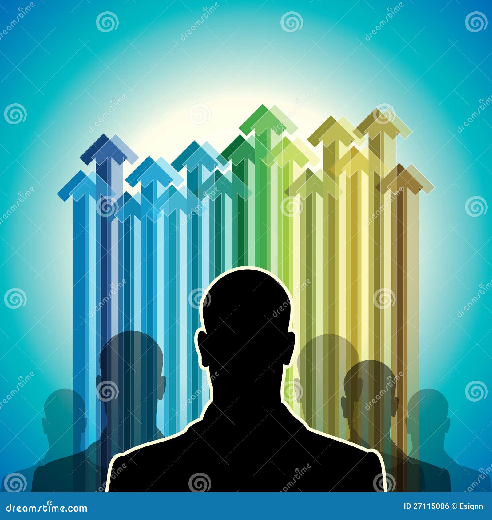 Leader and team with arrow stock vector. Illustration of communication ...