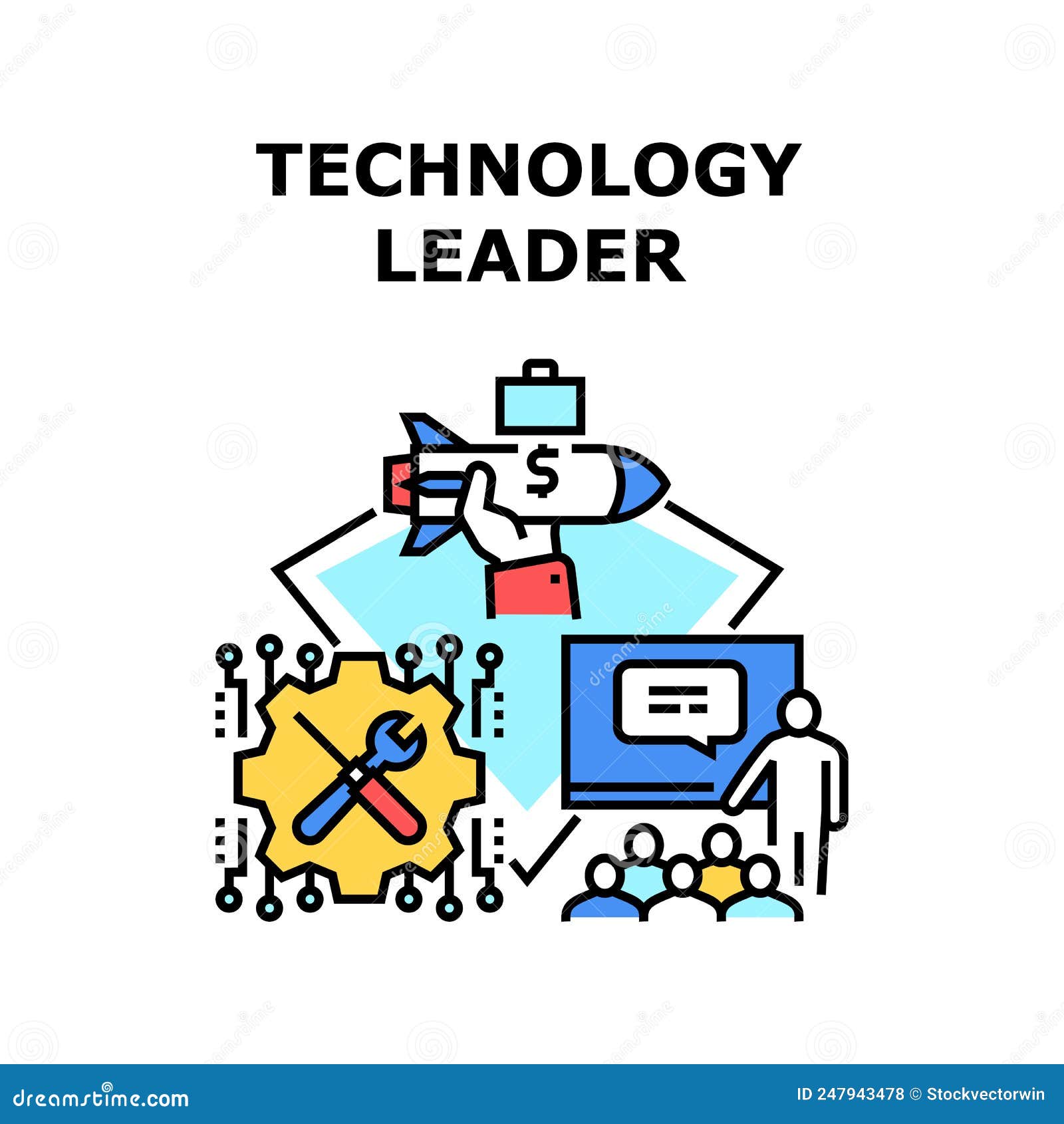 Leader Technology Vector Concept Illustration Stock Vector ...