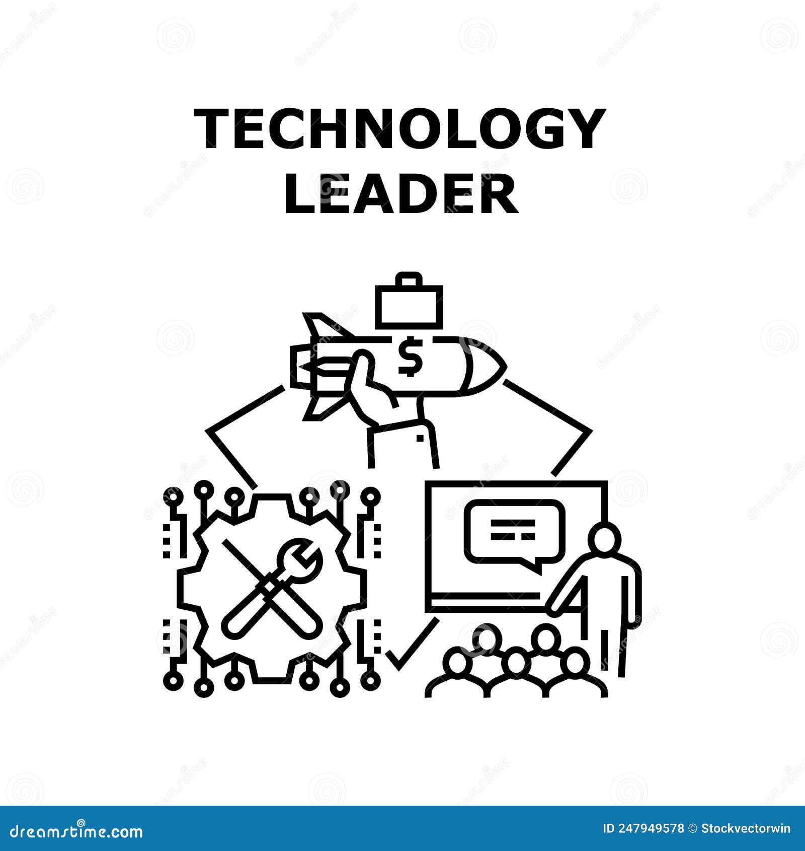 Leader Technology Vector Concept Illustration Stock Vector ...