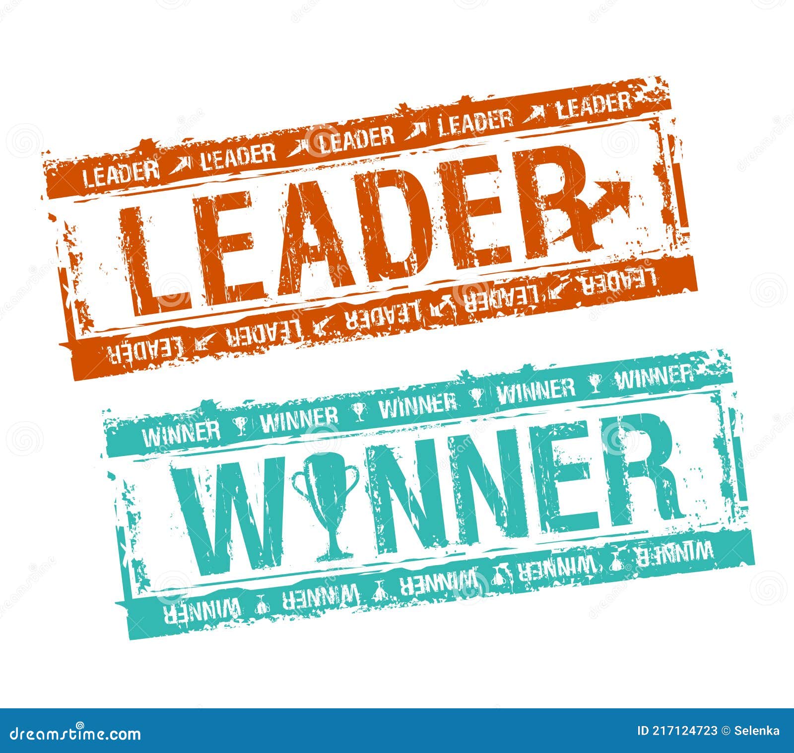 Leader and Winner Rubber Stamps Set Stock Illustration - Illustration ...