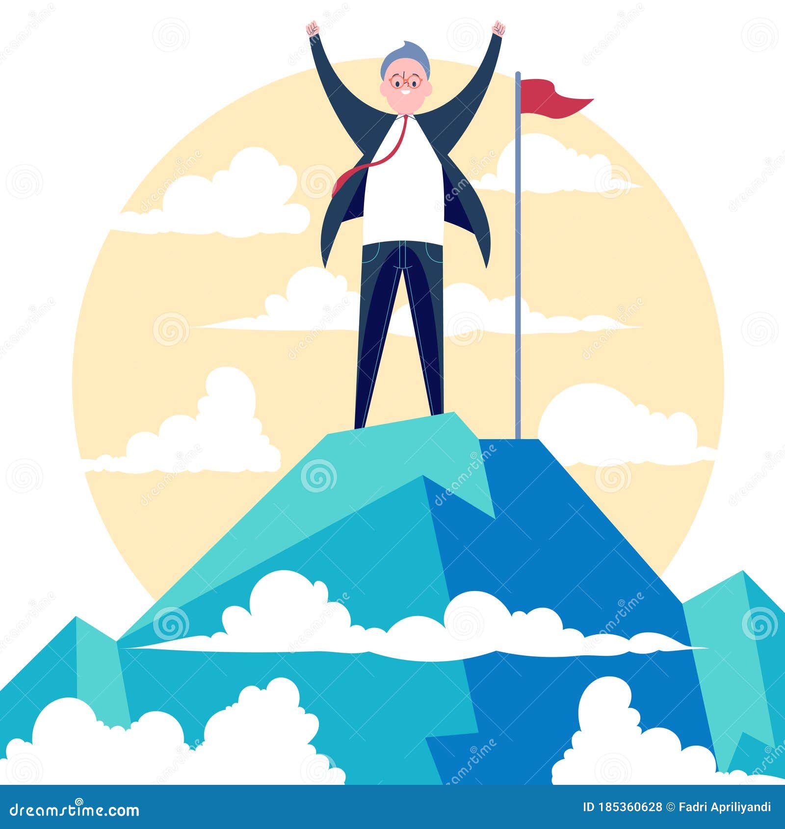 Leader Winner on Top of the Mountain Vector Stock Vector - Illustration ...