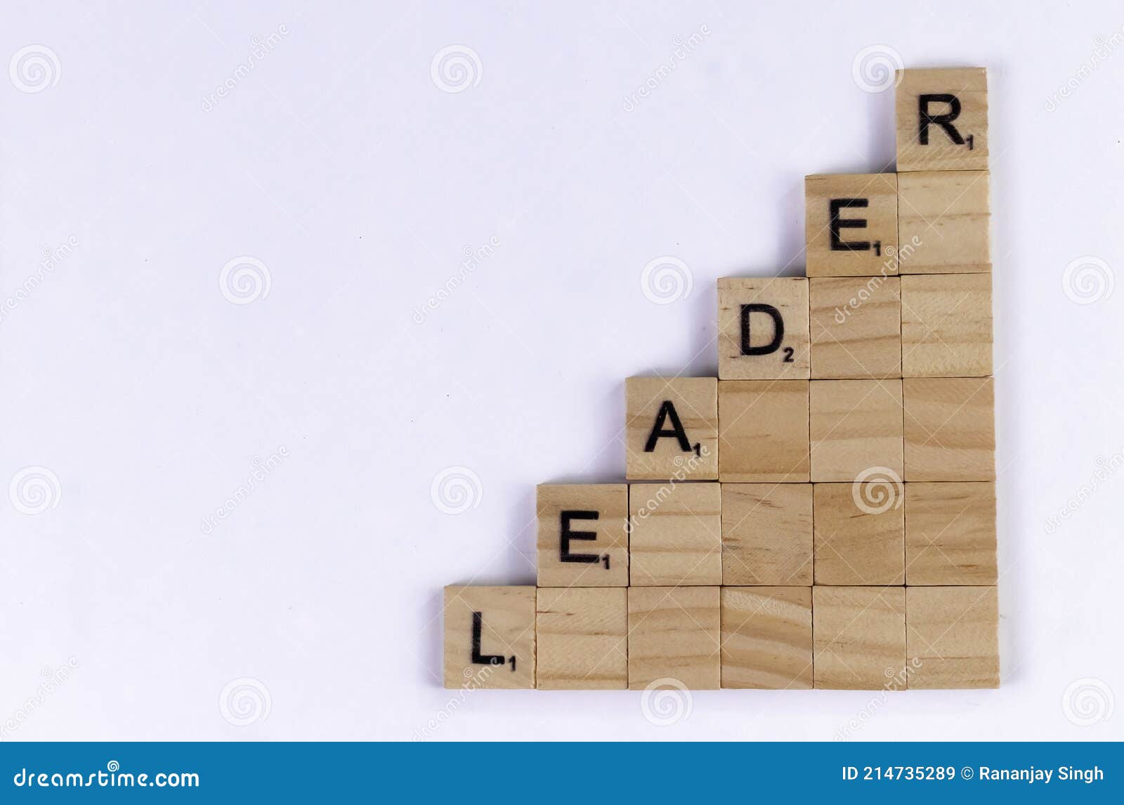 Leader Word Written in Ascending Order on White Background from Bottom ...