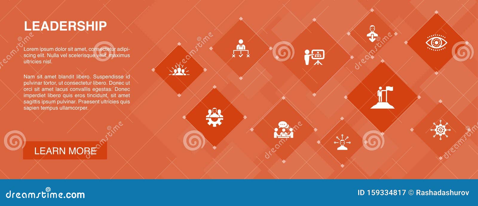 Leadership Banner 10 Icons Concept Stock Vector - Illustration of ...