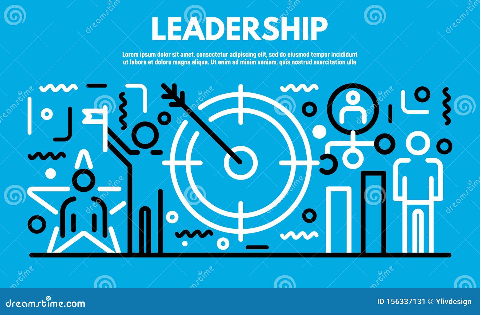 Leadership Web Banner. Editable Stroke Vector Stock Icons. Teamwork ...