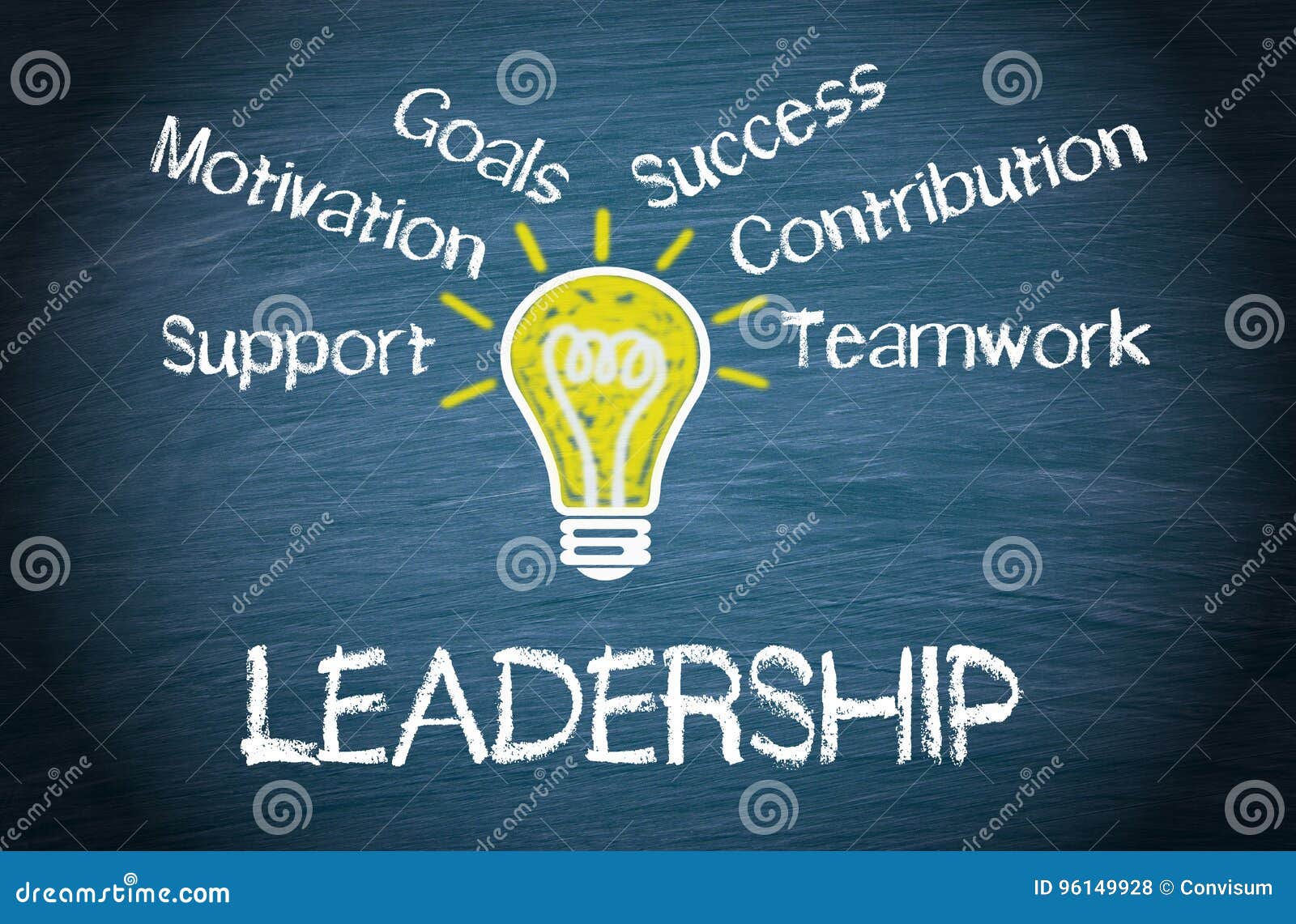 Leadership Business Concept with Light Bulb and Text Stock Illustration ...