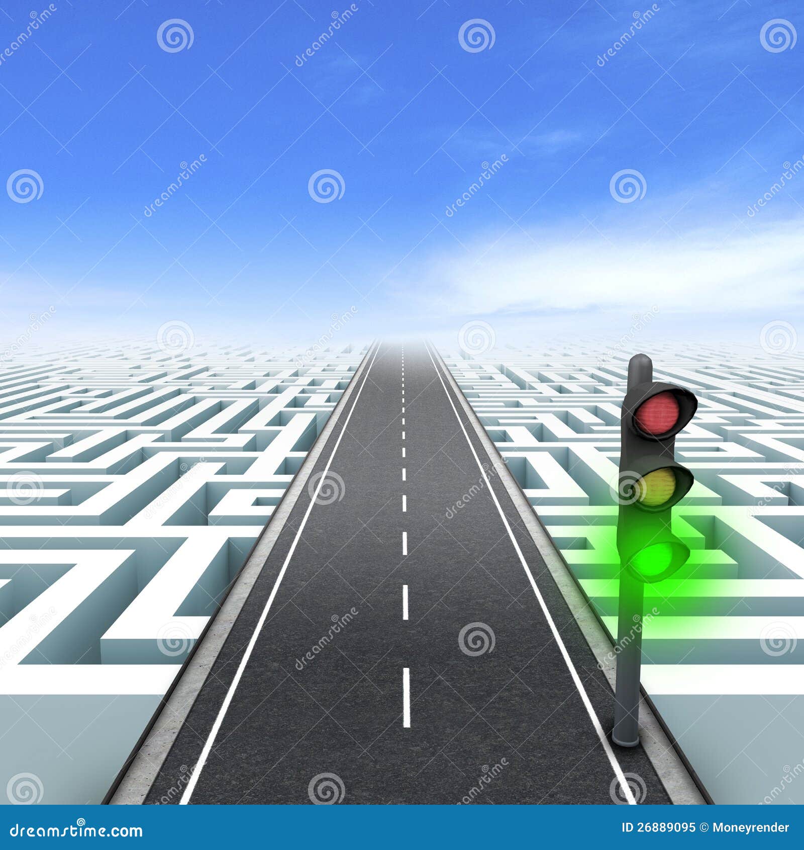 Leadership and Business. Green on Traffic Light Stock Illustration ...