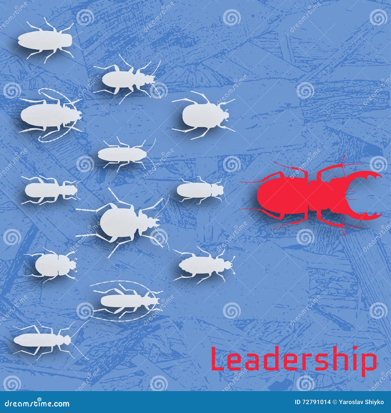 Leadership Concept. Background with Many Insects and Wooden Texture ...
