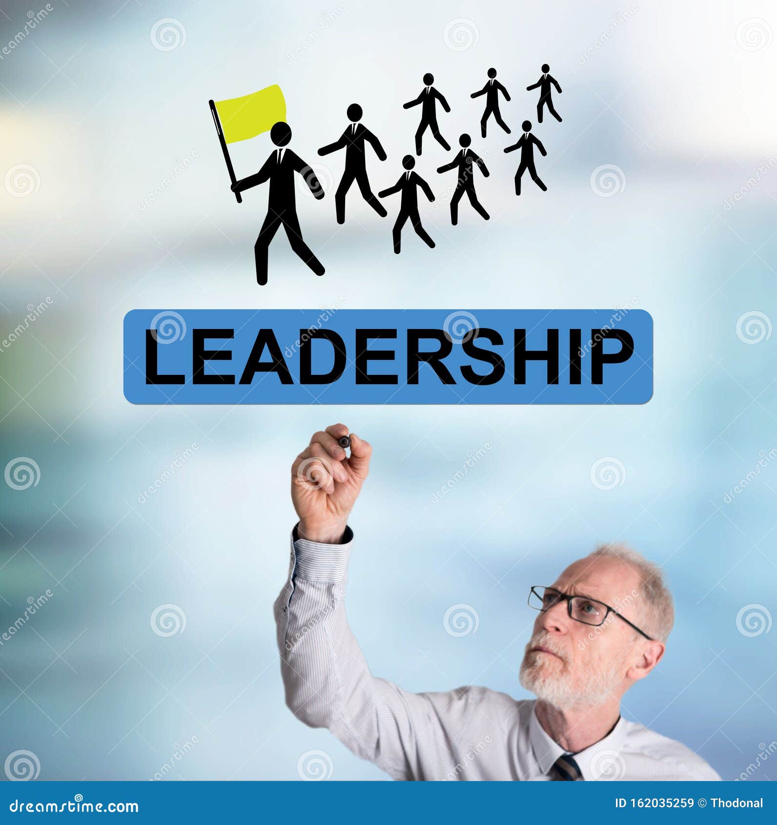 Businessman Drawing Leadership Concept Stock Image - Image of leader ...