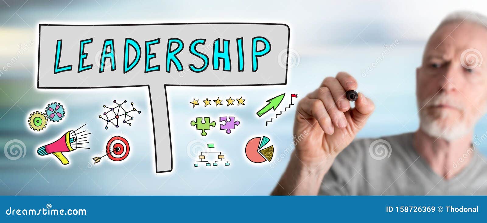 Man Drawing Leadership Concept Stock Image - Image of communication ...