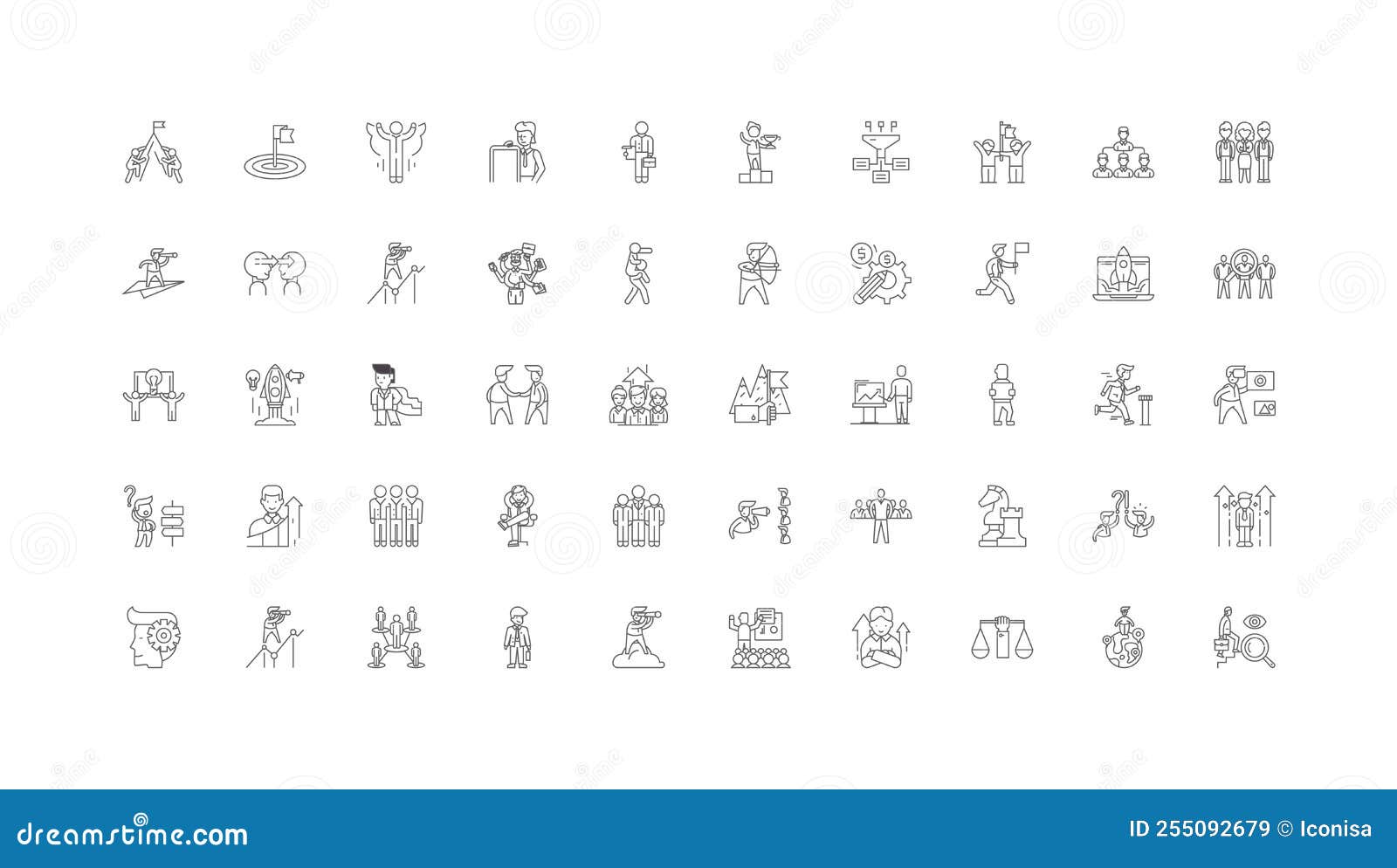Leadership Concept Illustration, Linear Icons, Line Signs Set, Vector ...