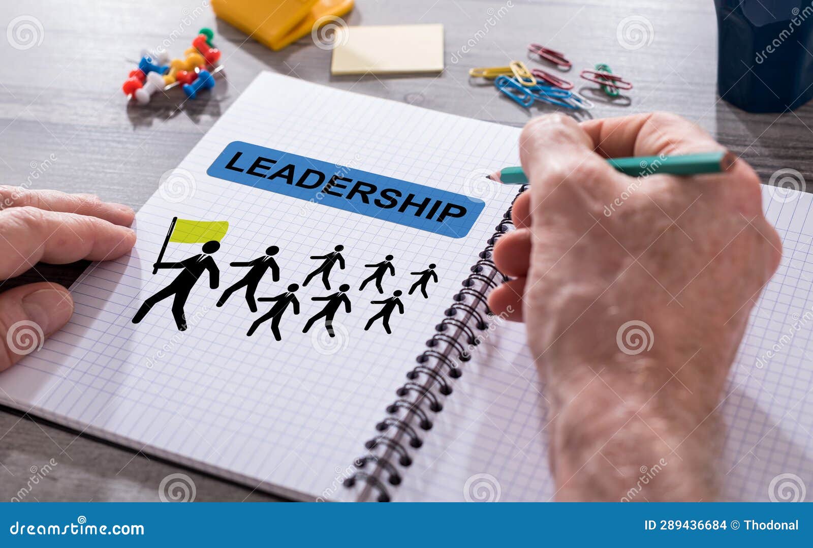 Leadership Concept on a Notepad Stock Photo - Image of notepad, mission ...