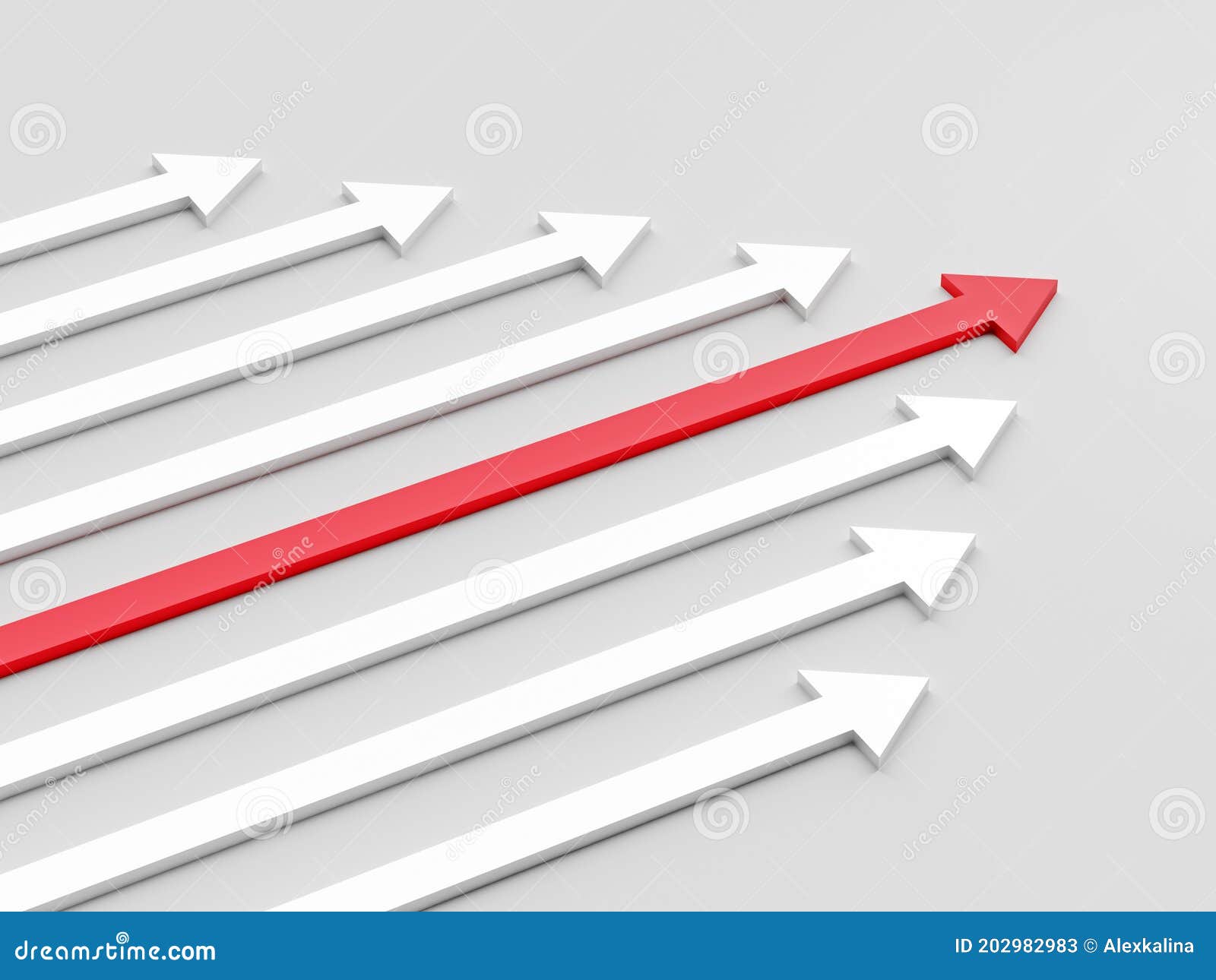 Leadership Concept. One Red Leader Arrow Leading Team Forward Stock ...