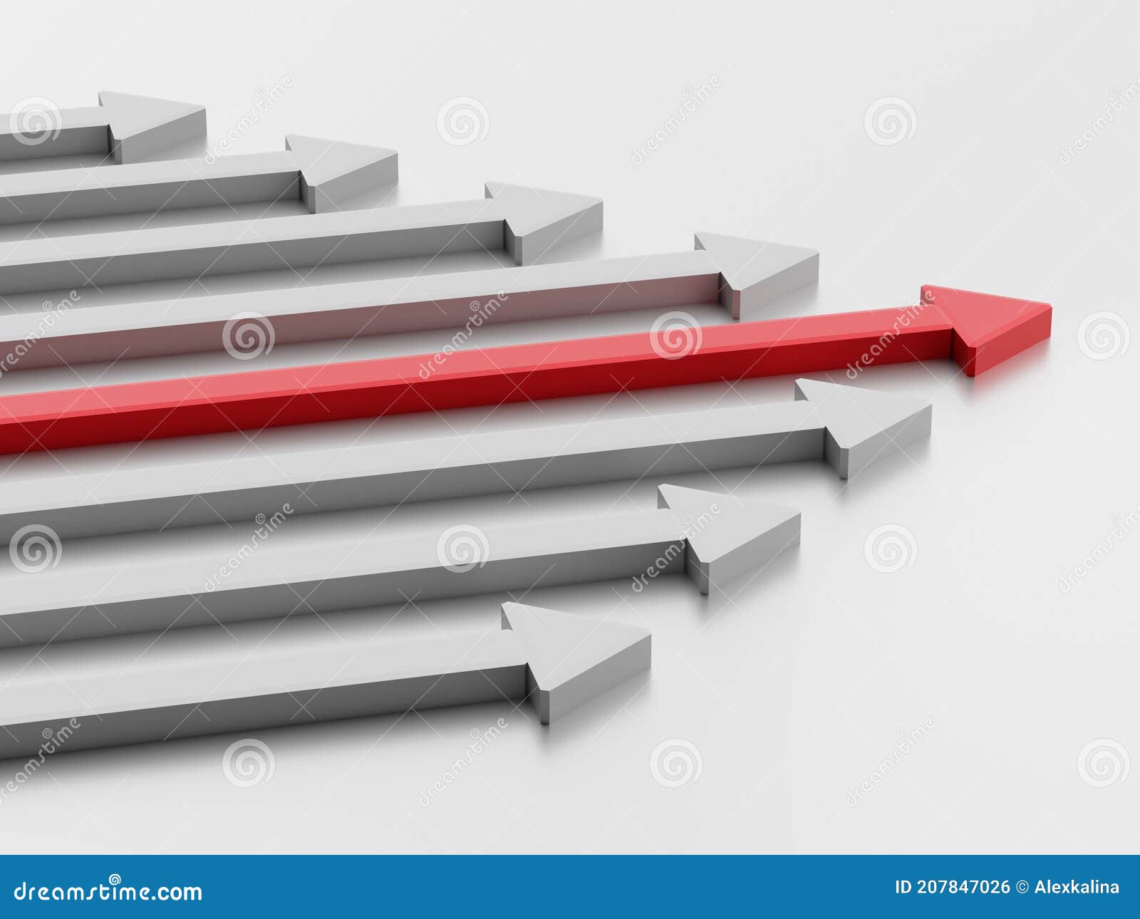 Leadership Concept. One Red Leader Arrow Leading Team Forward Stock ...