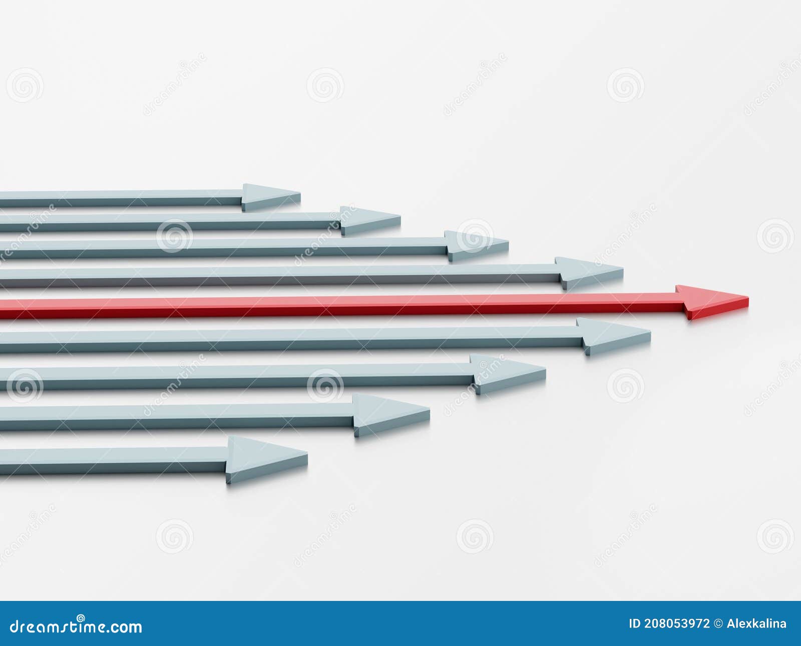 Leadership Concept. One Red Leader Arrow Leading Team Forward Stock ...