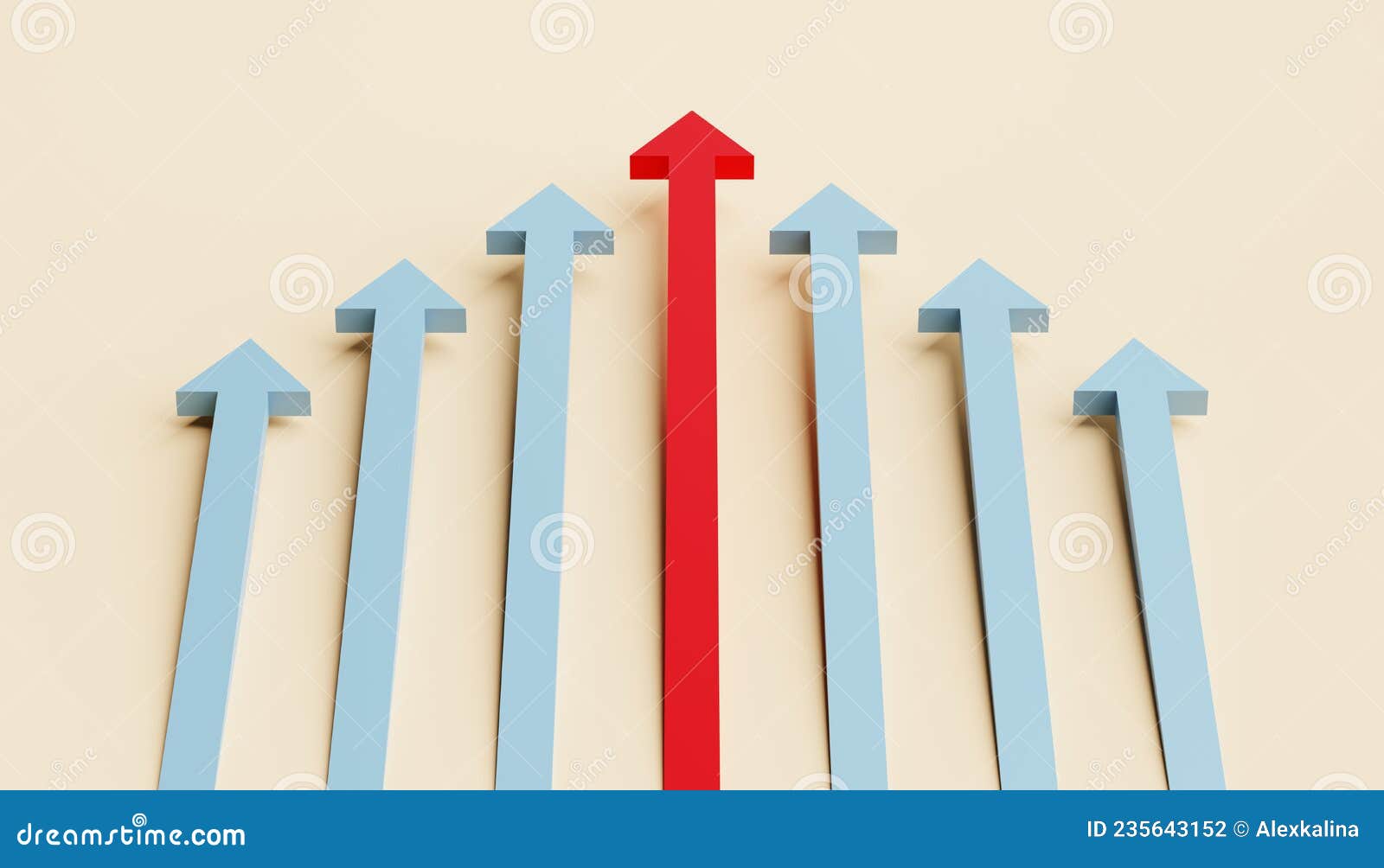 Leadership Concept. One Red Leader Arrow Leading Team Forward Stock ...