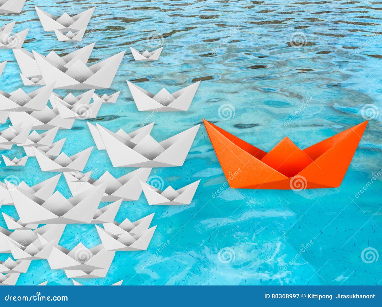 Leadership Concept with Paper Boat Stock Illustration - Illustration of ...