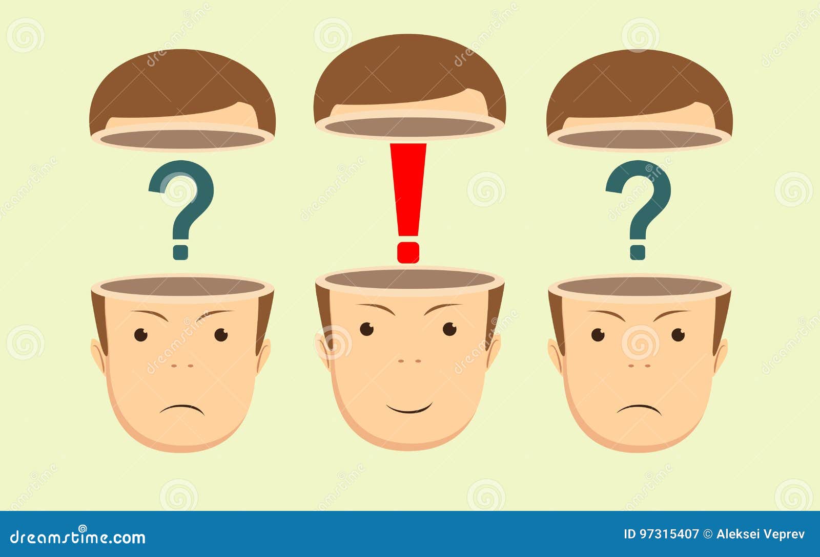 Leadership Concept with Question Marks and Red Exclamation Mark Stock ...