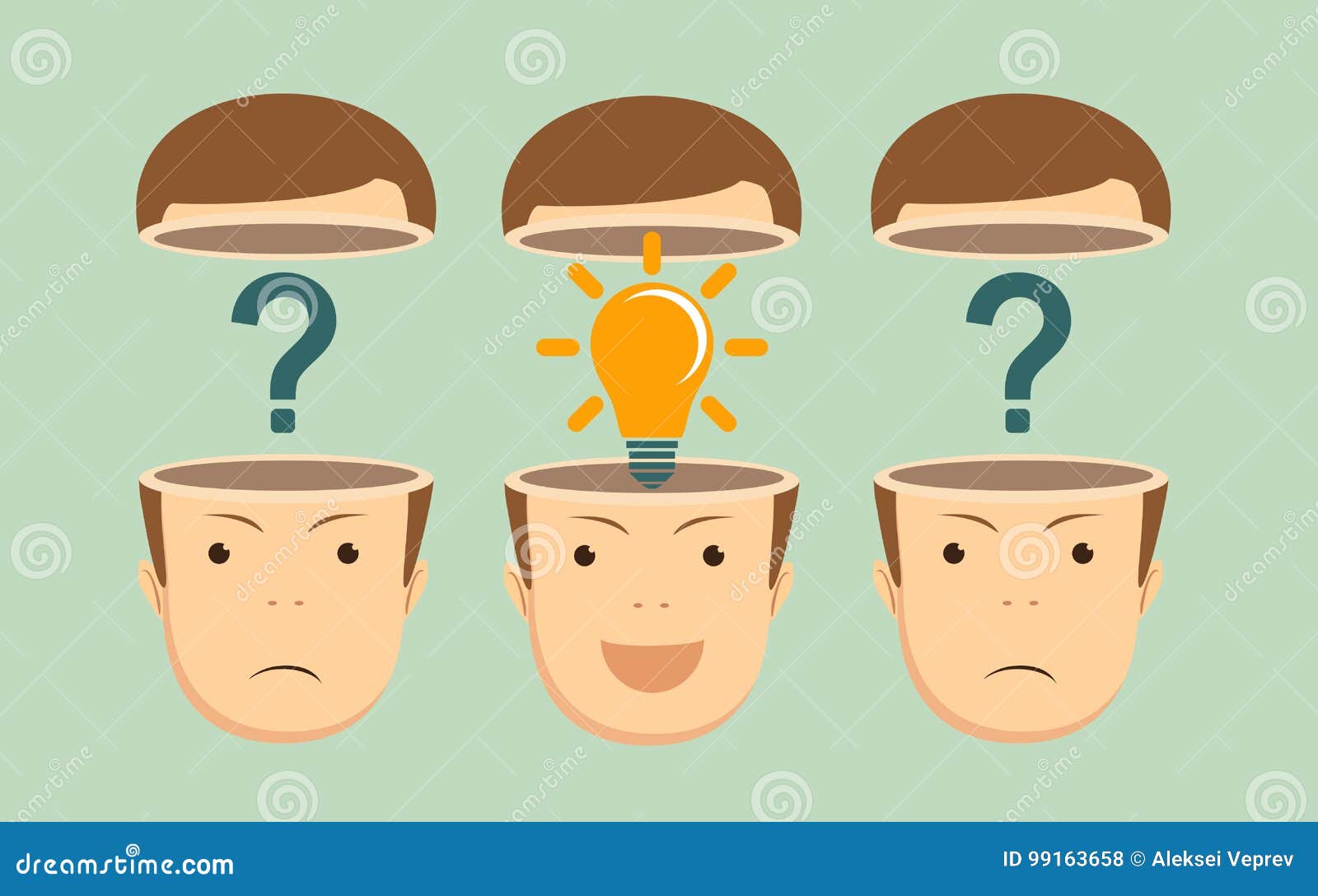 Leadership Concept with Question Marks and Shining Light Bulb Stock ...