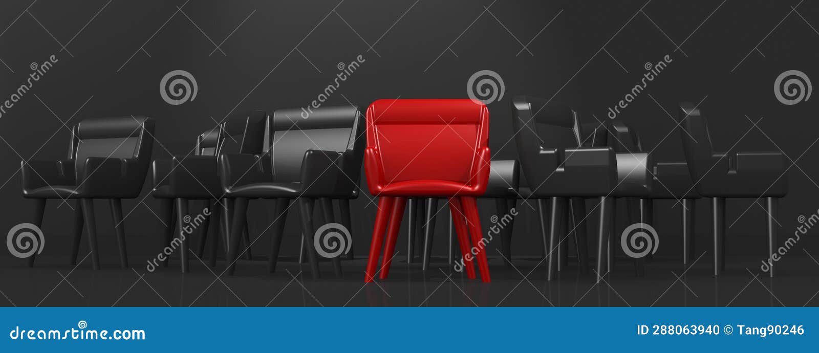 Leadership Concept with Red Chair and Group of Chairs Stock ...