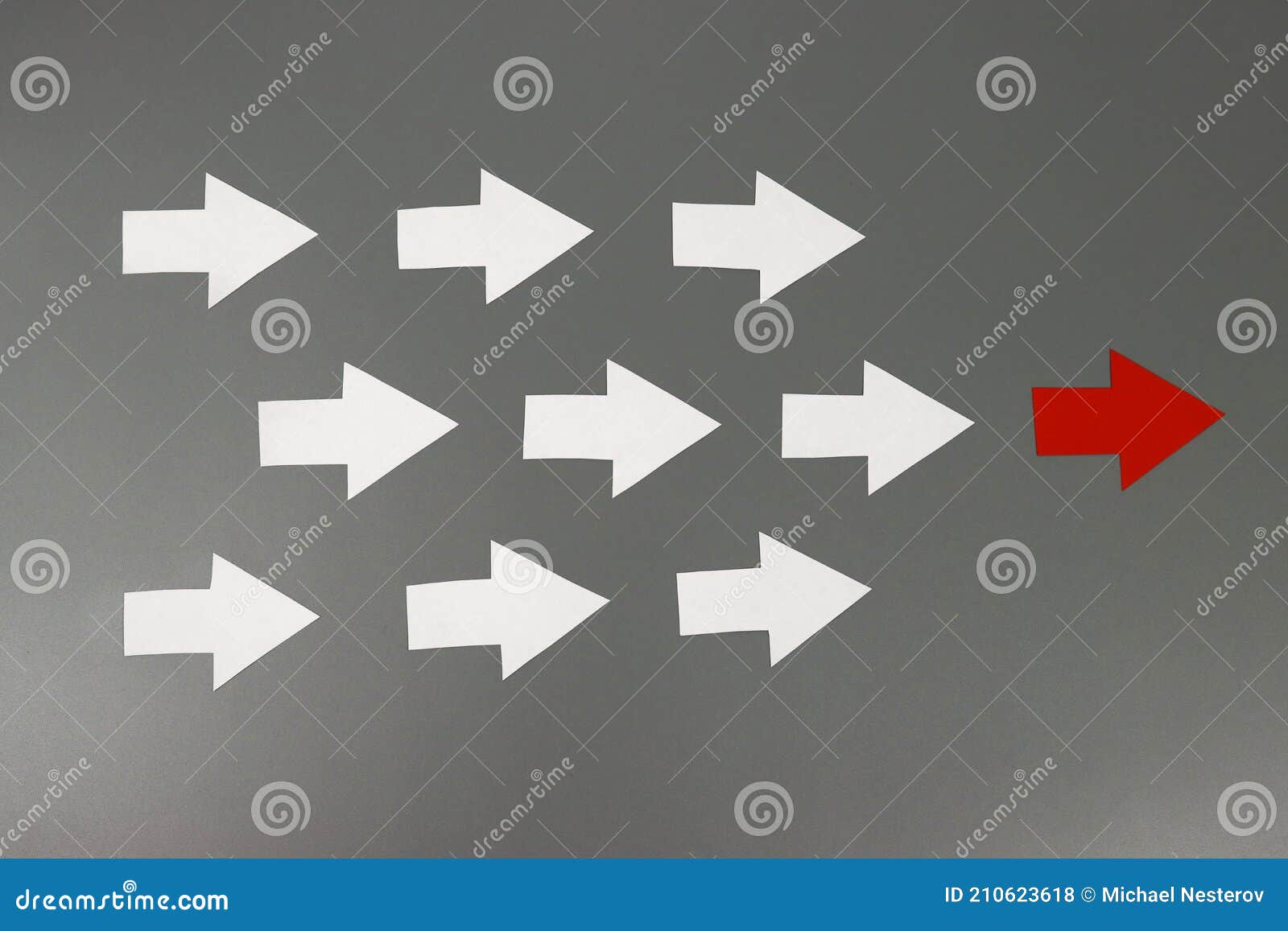Leadership Concept. Red Leader Arrow Leading Team Forward Stock Photo ...